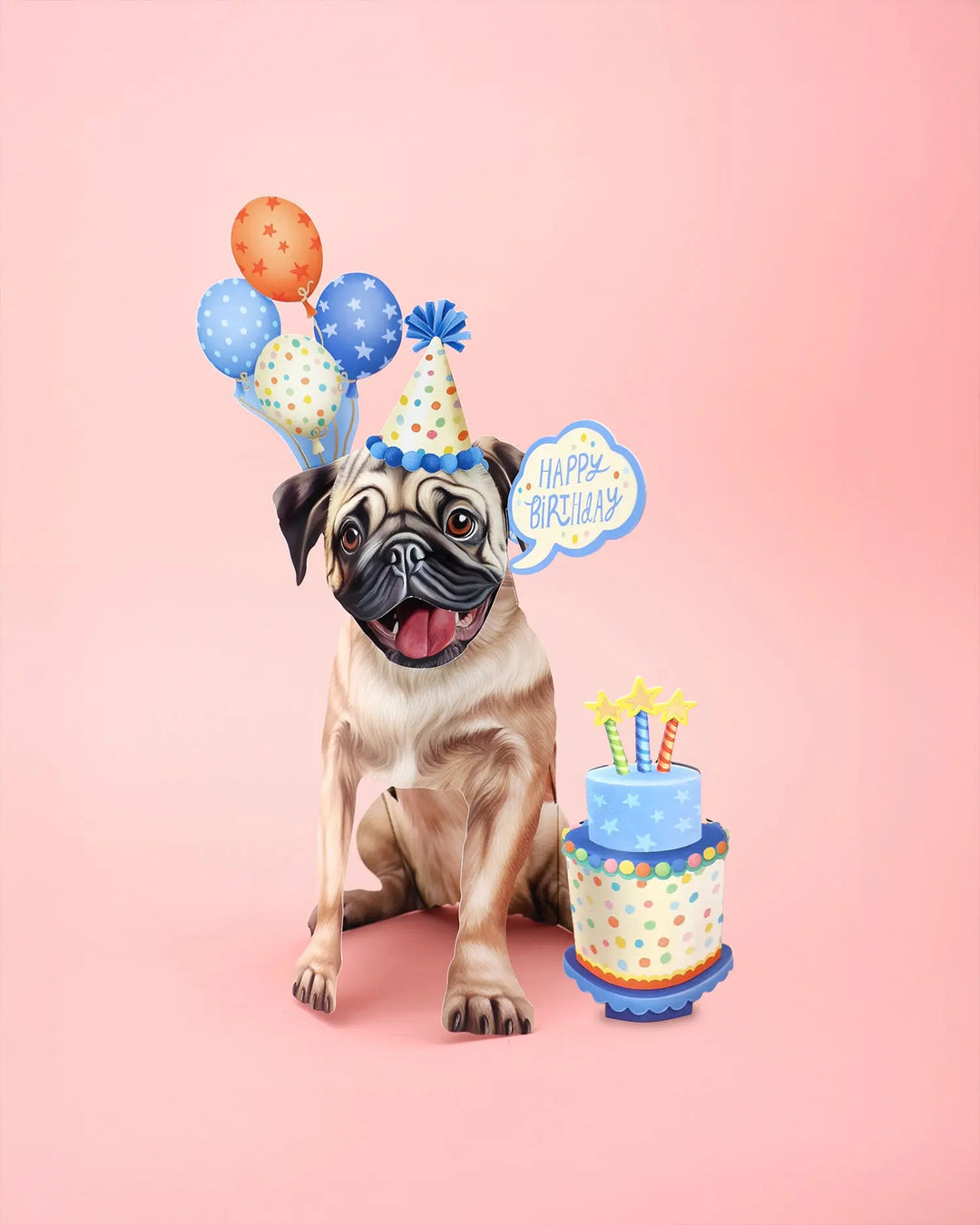 Pop-Up Birthday Pug Card | FreshCut Paper Greeting Cards