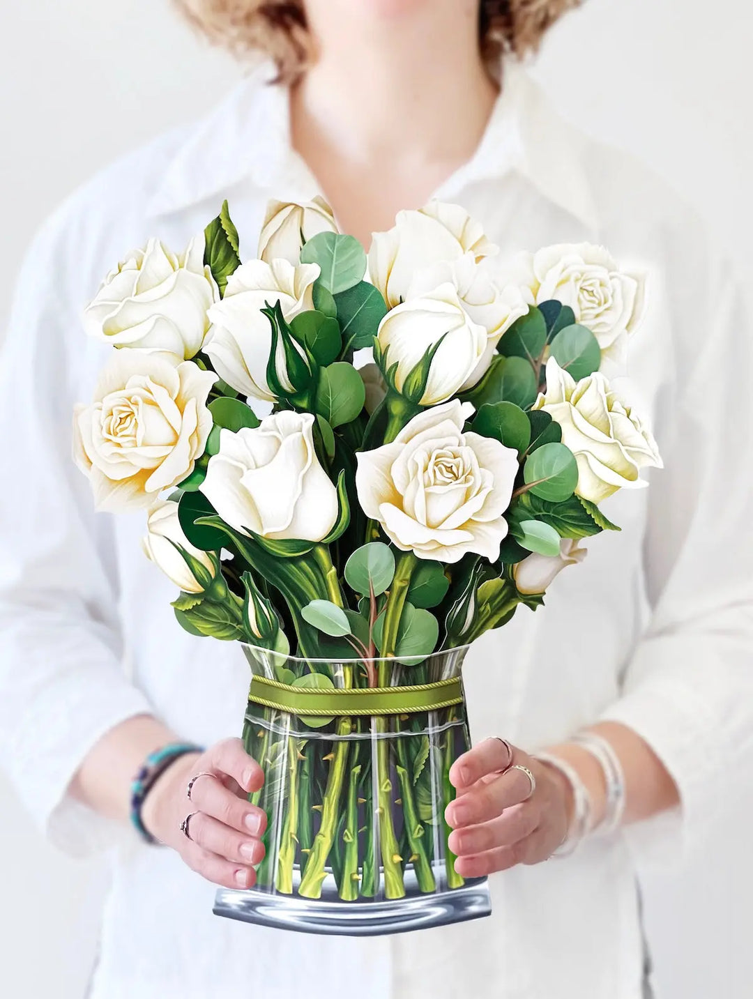 White Roses Paper Flower Bouquet | Elegant Floral Design by FreshCut Paper