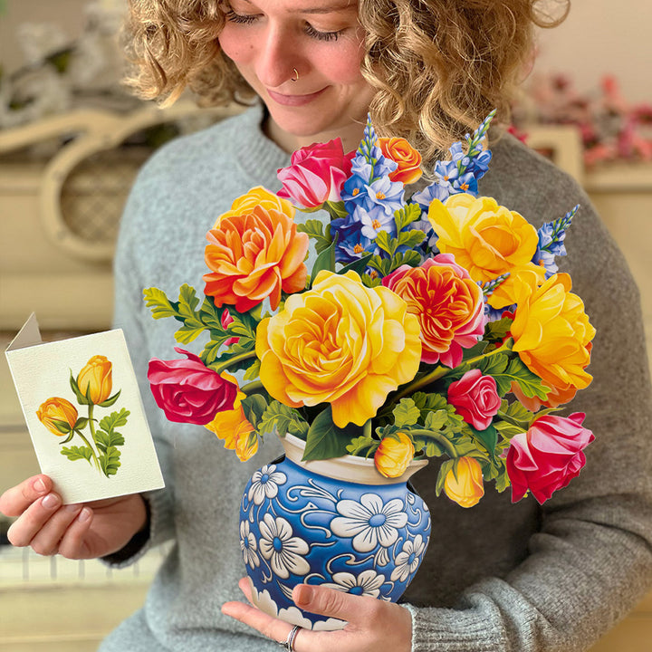 FreshCut Paper Pop-Up Sorbet Roses Flower Bouquet