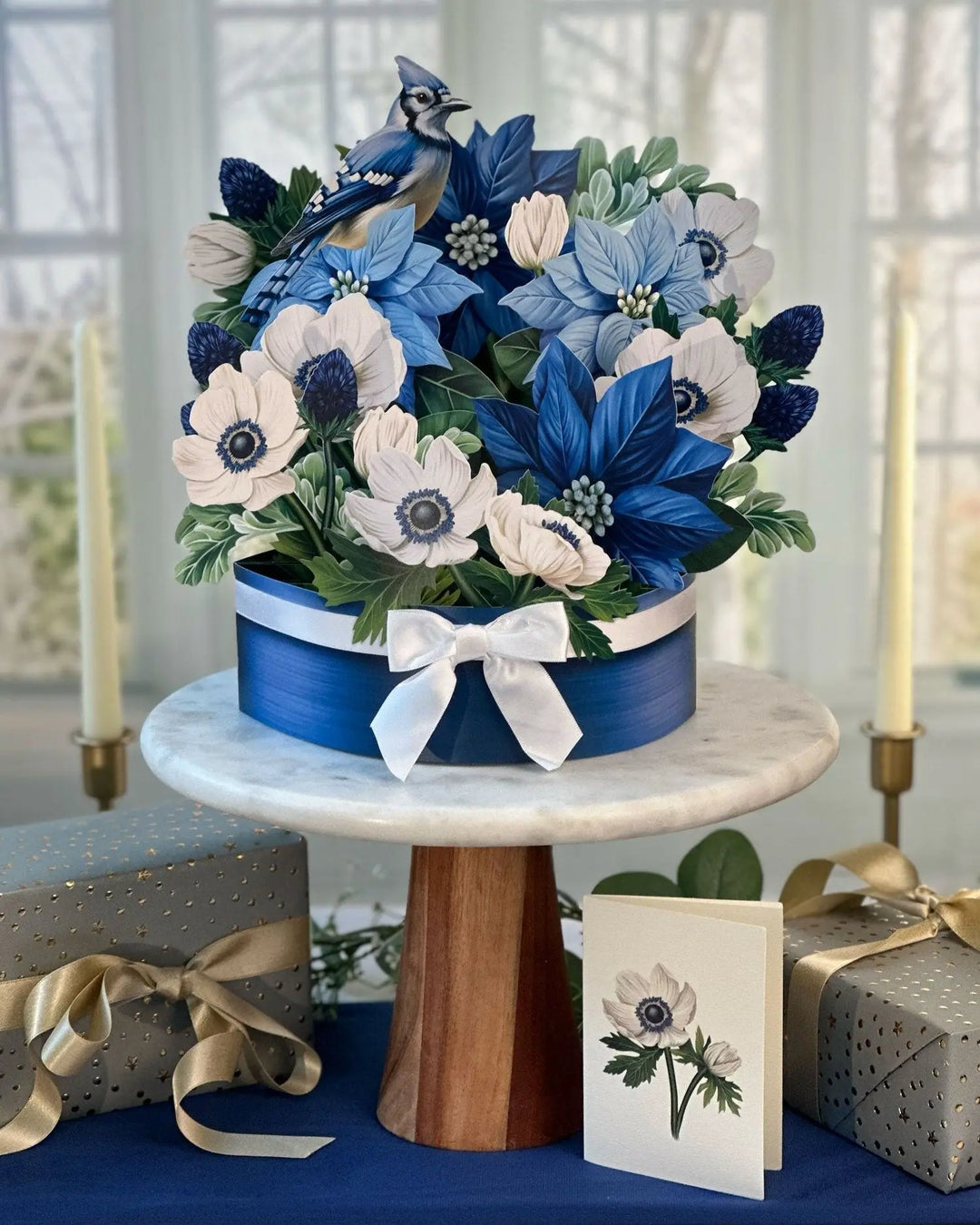 Blue Poinsettia Pop-Up Card | Stunning Paper Flower Bouquet | FreshCut ...