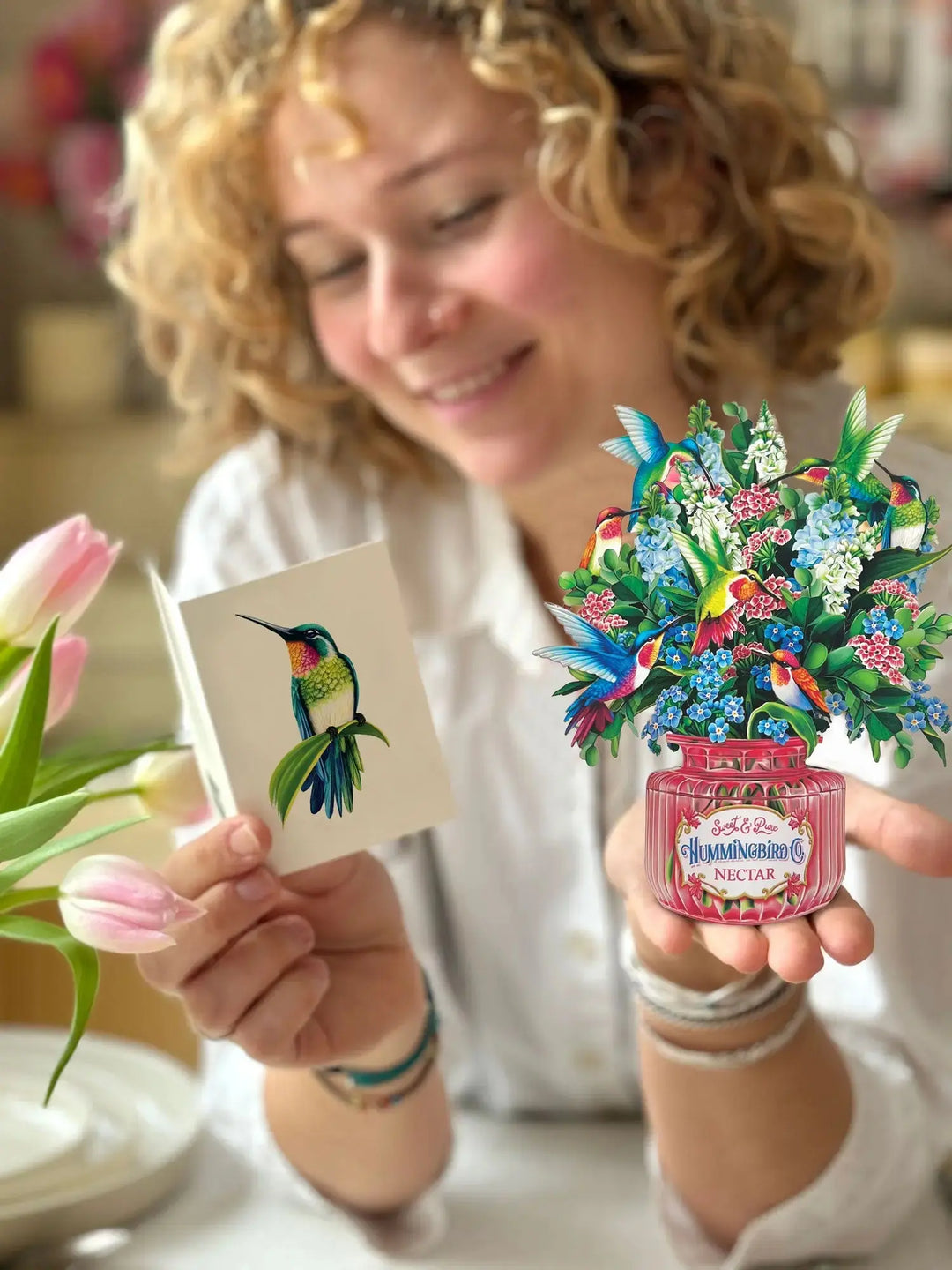 Mini Pop-Up Hummingbird Oasis | Paper Flower Bouquet by FreshCut Paper