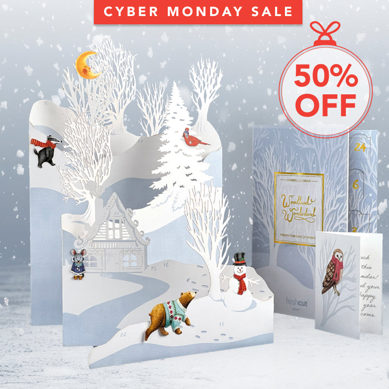FreshCut Paper Woodland Wonderful Advent Calendar 3D Greeting Card
