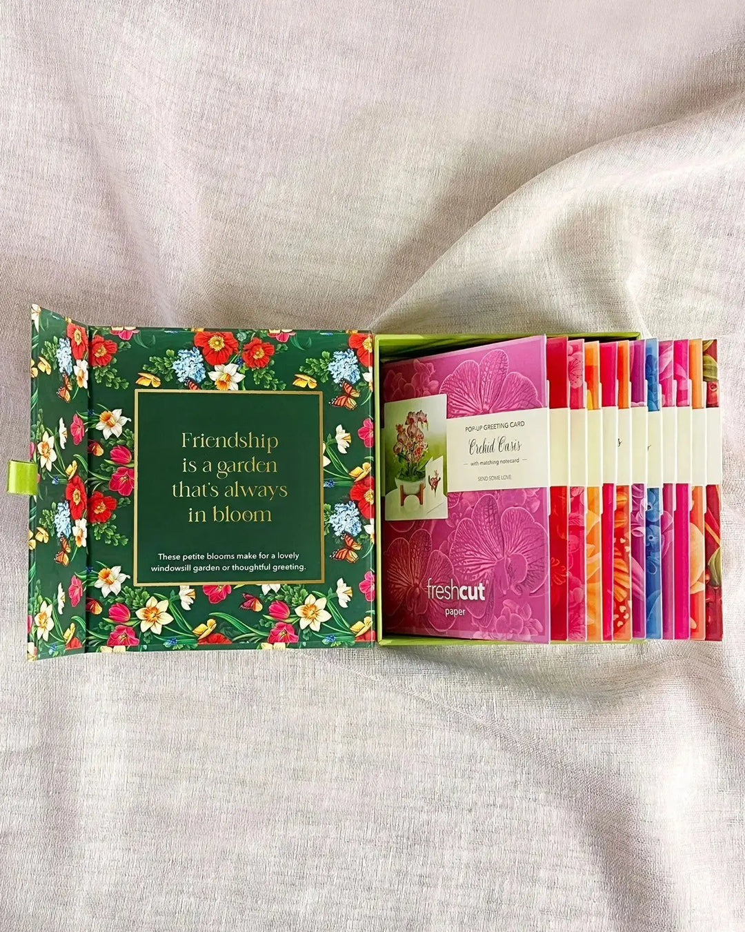 FreshCut Paper "Year of Flowers" Boxed Set of 12 Mini Pop-Up Bouquets