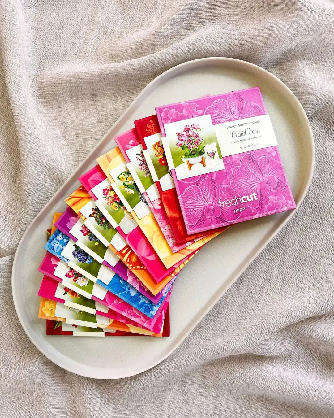 FreshCut Paper "Year of Flowers" Boxed Set of 12 Mini Pop-Up Bouquets